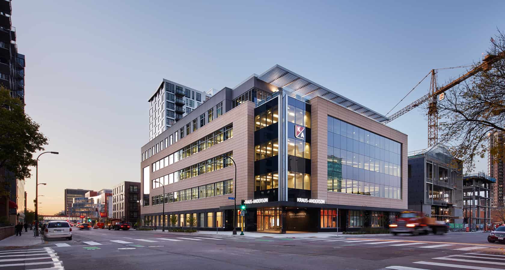 Kraus-Anderson HQ Entry Daybreak | Pope Design Group